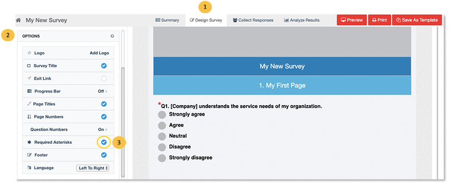 Required Asterisks - Surview Help
